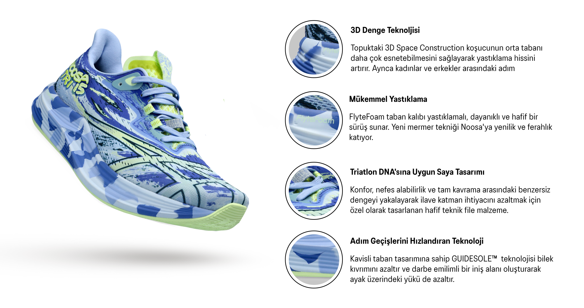 Asics Noosa Tri 15 Erkek Mavi Turuncu Koşu Ayakkabısı 1011B609-403